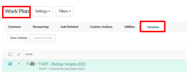 Versionamento usando o Planview Adaptive Work